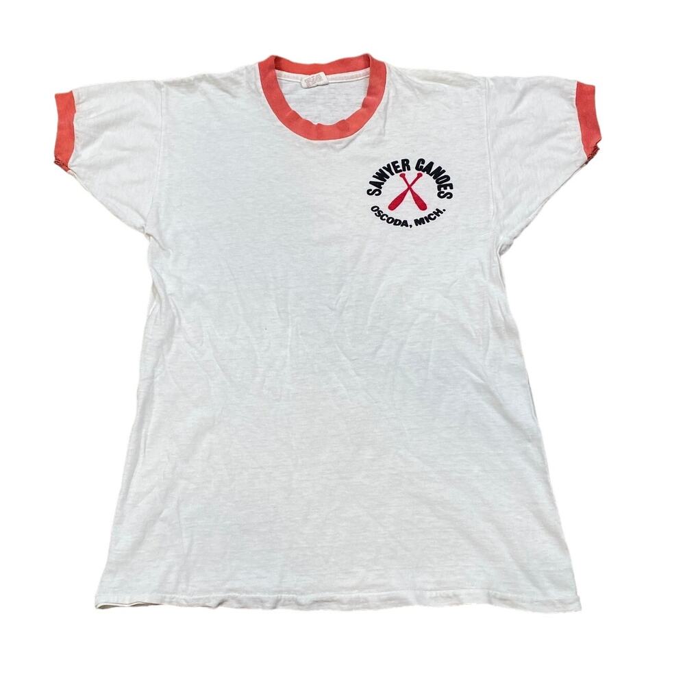 Vintage 60s 70s Mayo Spruce Sawyer Canoes Ringer T Sh… - Gem